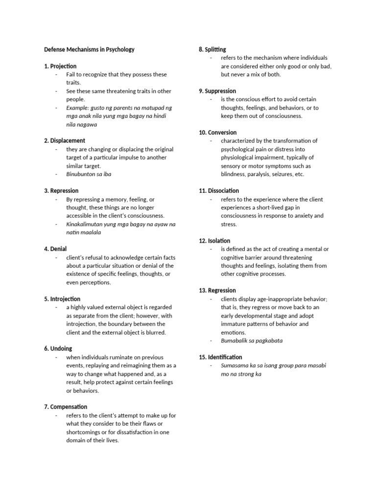 Defense Mechanisms in Psychology | PDF | Feeling | Abnormal Psychology