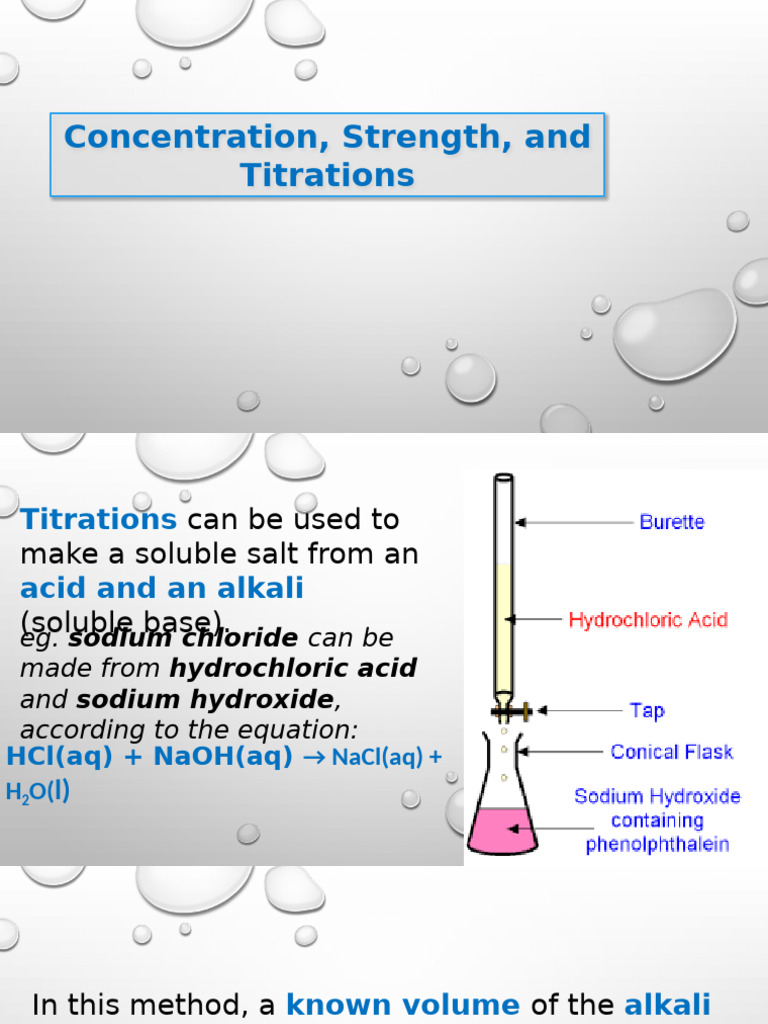 Concentration Strength and Titrations (Autosaved) | PDF | Chemistry ...