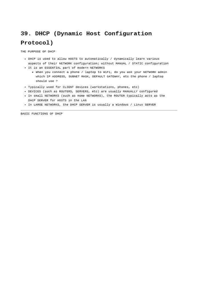 Understanding DHCP: Functions & Configuration | PDF