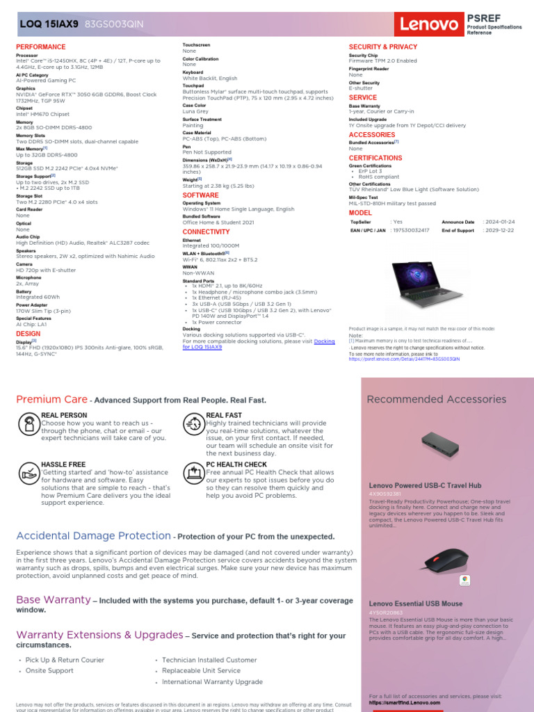 LOQ_15IAX9_83GS003QIN | PDF | Usb | Computing