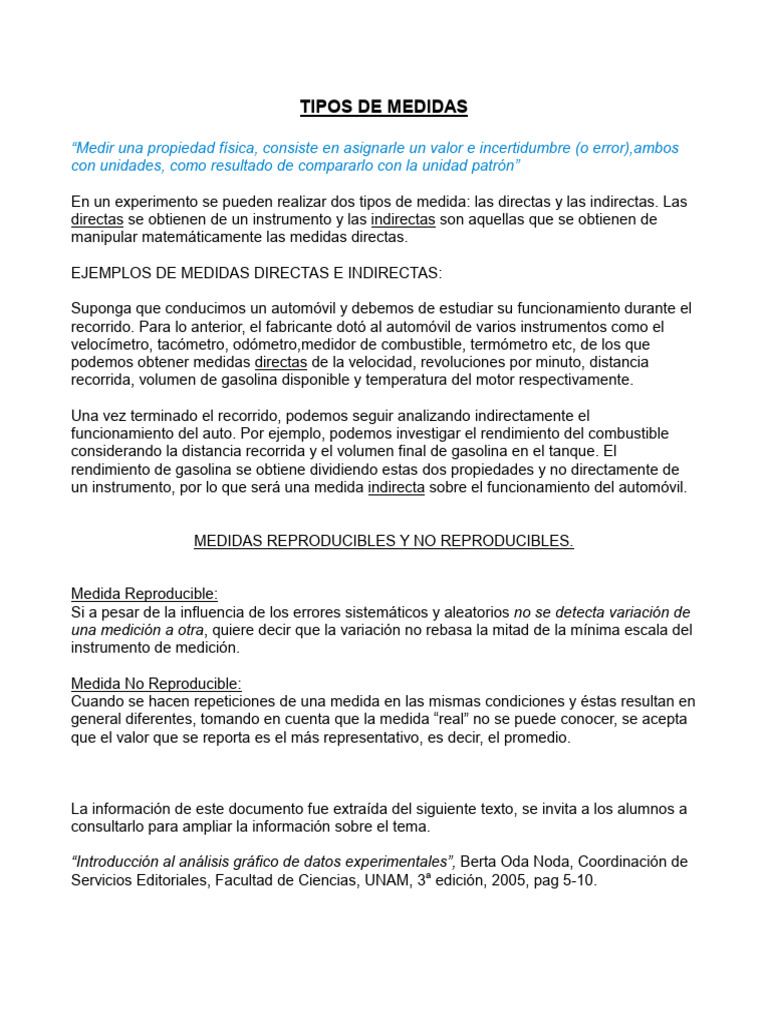 Tipos de Medidas: Directas e Indirectas | PDF