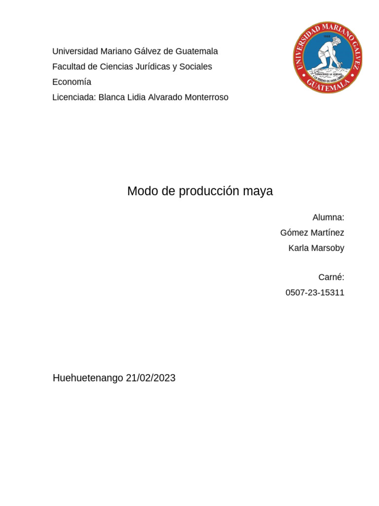 Modo de Producción Maya y su Economía | PDF | Civilización maya ...