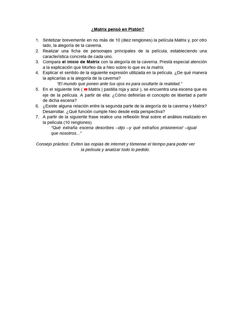 ¿Matrix Pensó en Platón | PDF