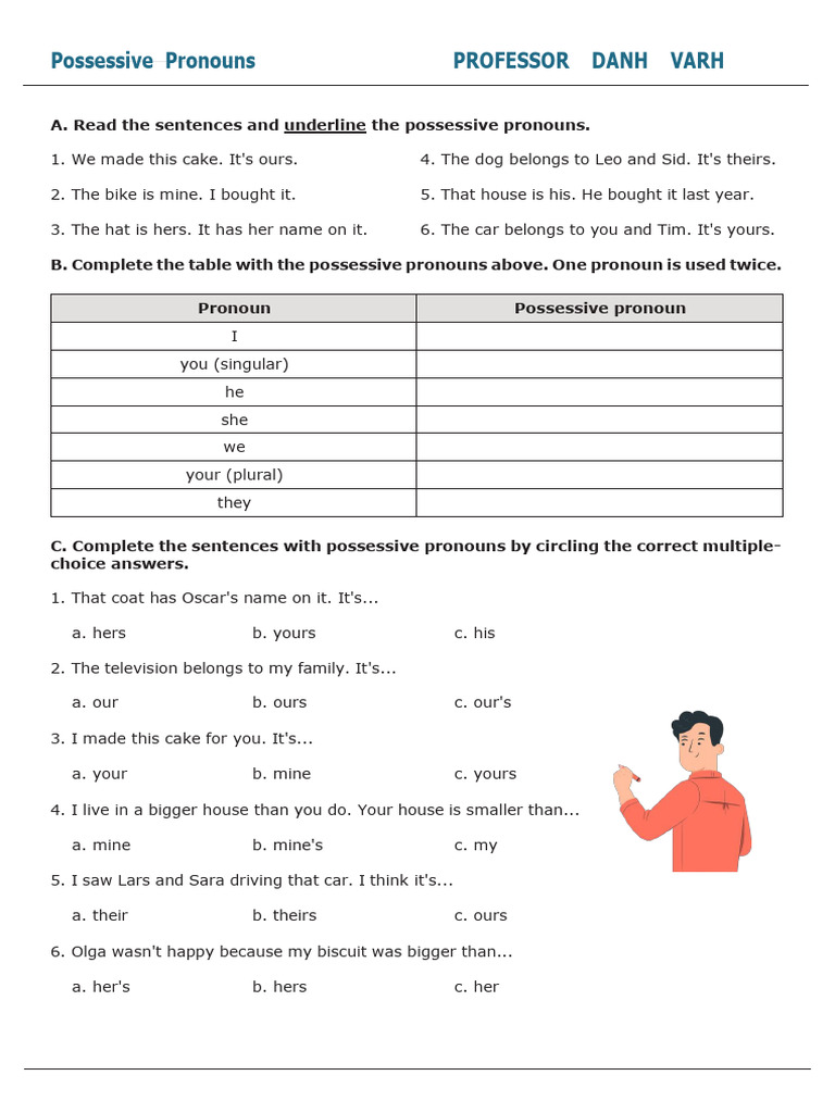 Possessive Pronouns Worksheet | PDF | Pronoun | Language Mechanics