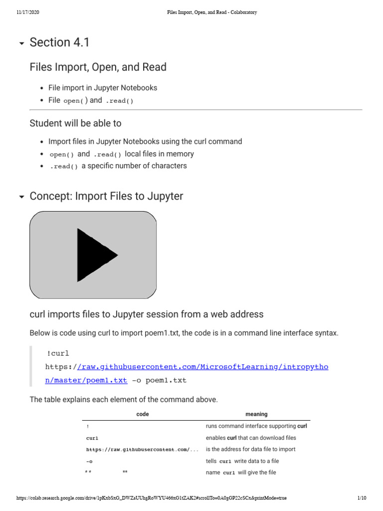 Files Import, Open, and Read - Colaboratory | PDF | Text File | String (Computer Science)