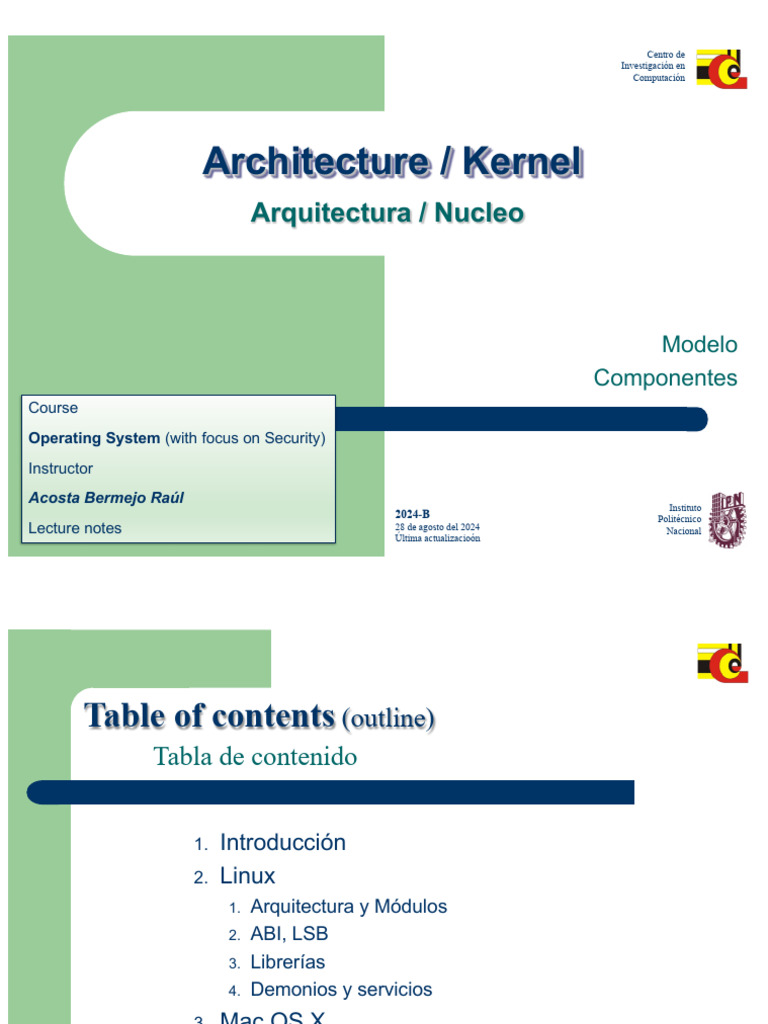 SO U1 Arquitectura Kernel | PDF | Distribución de software de Berkeley | Kernel (sistema operativo)