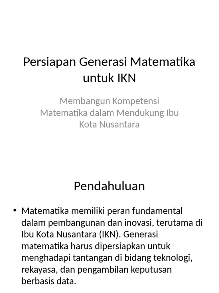 Persiapan Generasi Matematika Untuk IKN | PDF