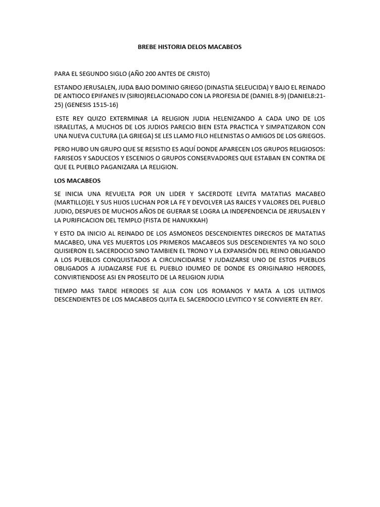 Historia de los Macabeos y su Revolución | PDF
