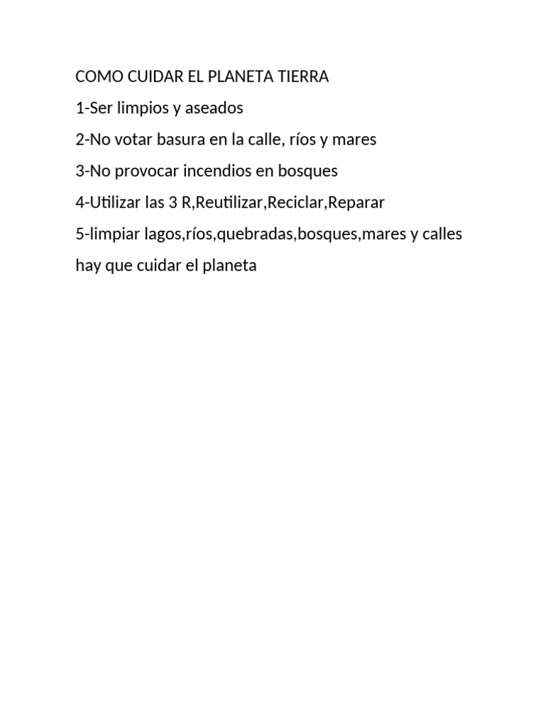 Como Cuidar El Planeta Tierra | PDF