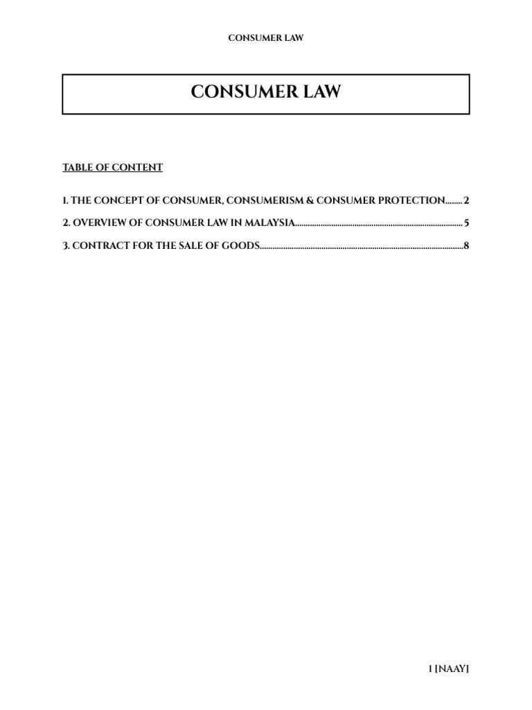 Consumer Notes - Part I (Topic 1-3) | PDF | Breach Of Contract ...