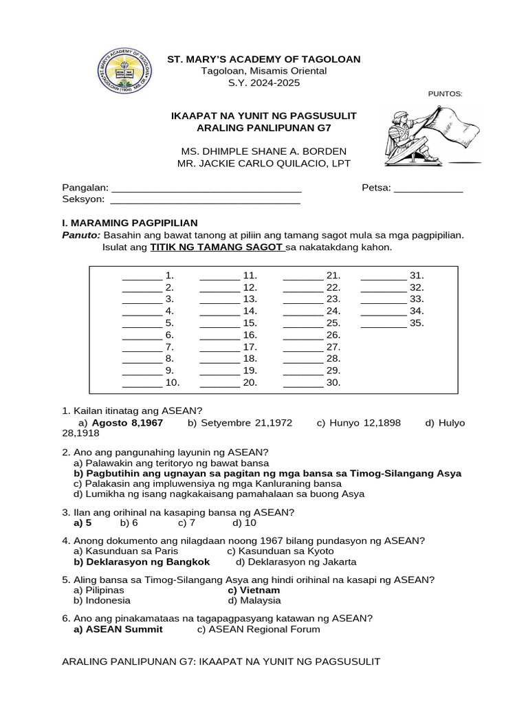 Ap7 4TH Unit W Answers | PDF