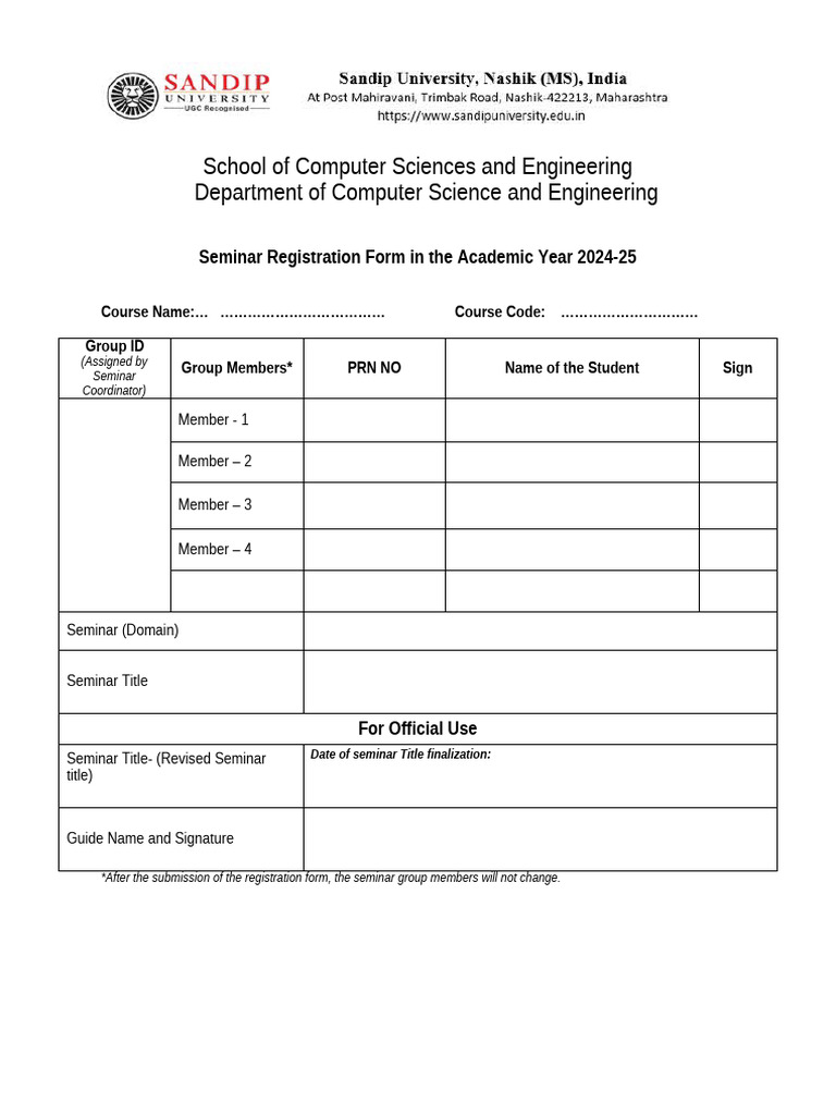 Seminar Registration Form | PDF
