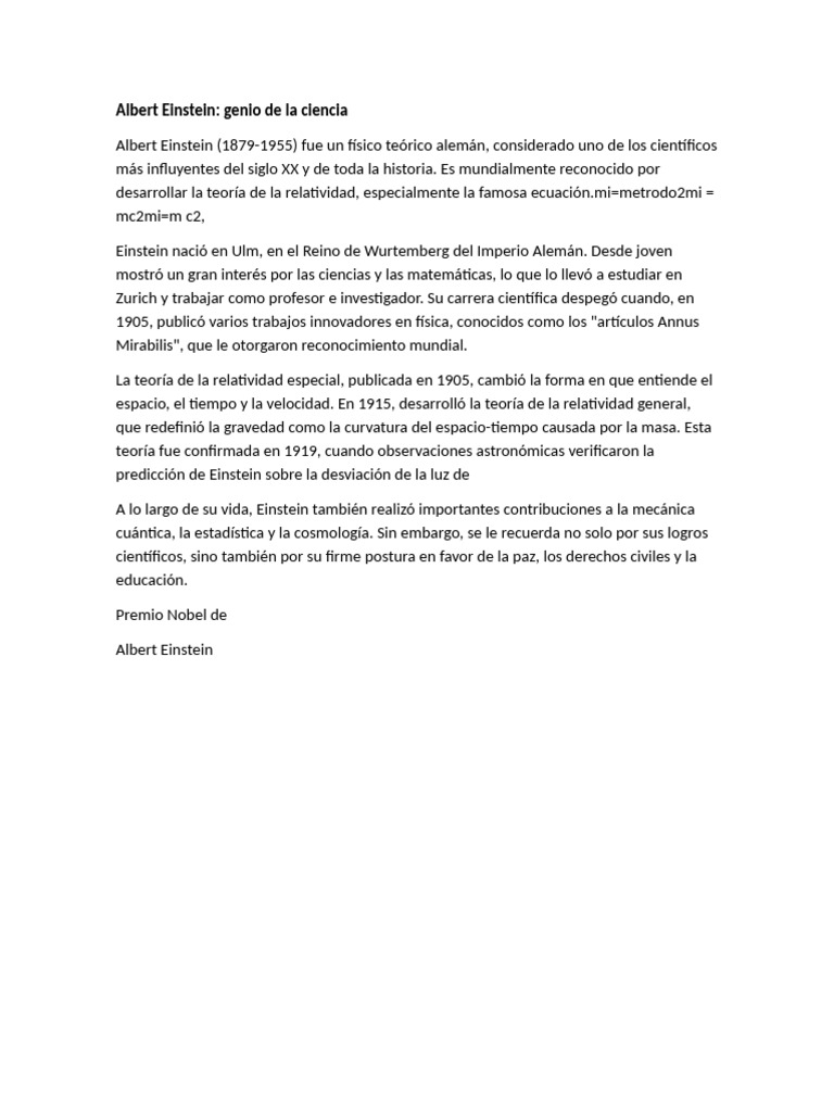 Albert Einstein: legado y teorías clave | PDF