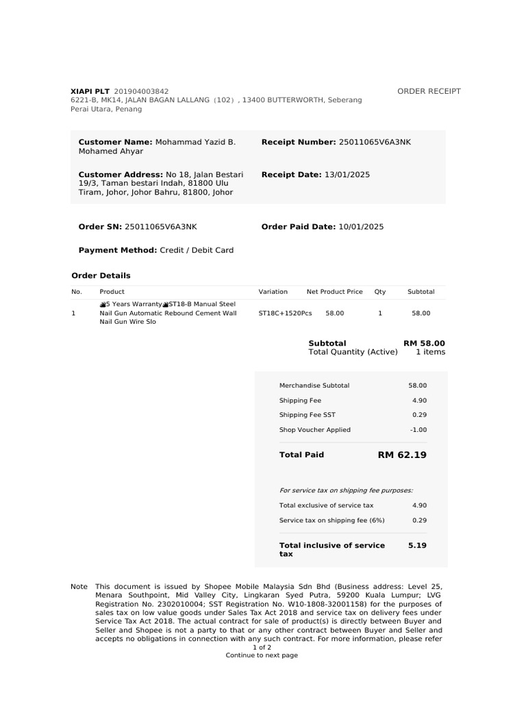 nail gun | PDF | Receipt | Payments