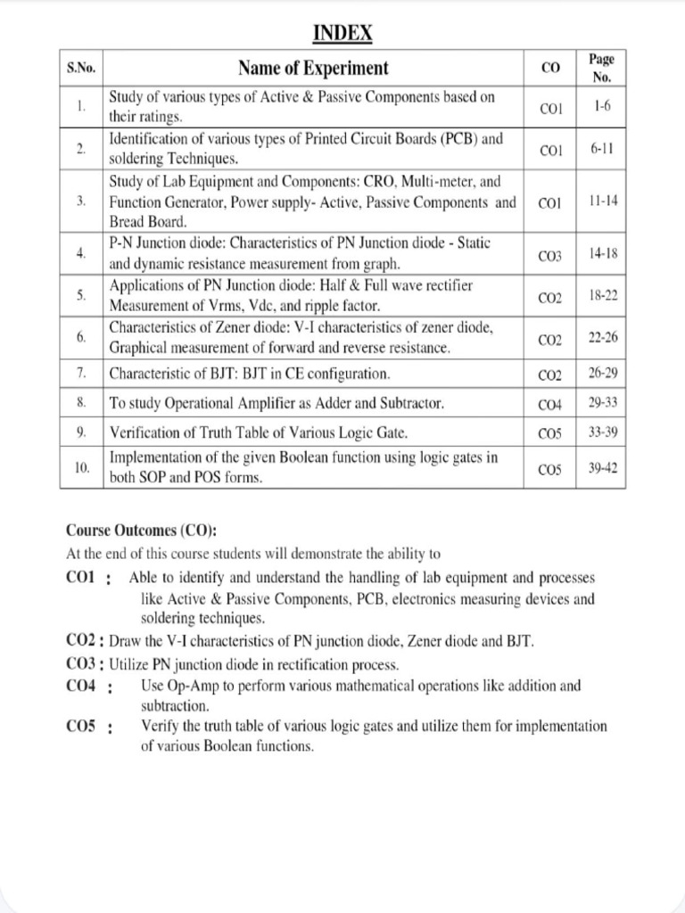 Basic Electronics Lab Manual | PDF