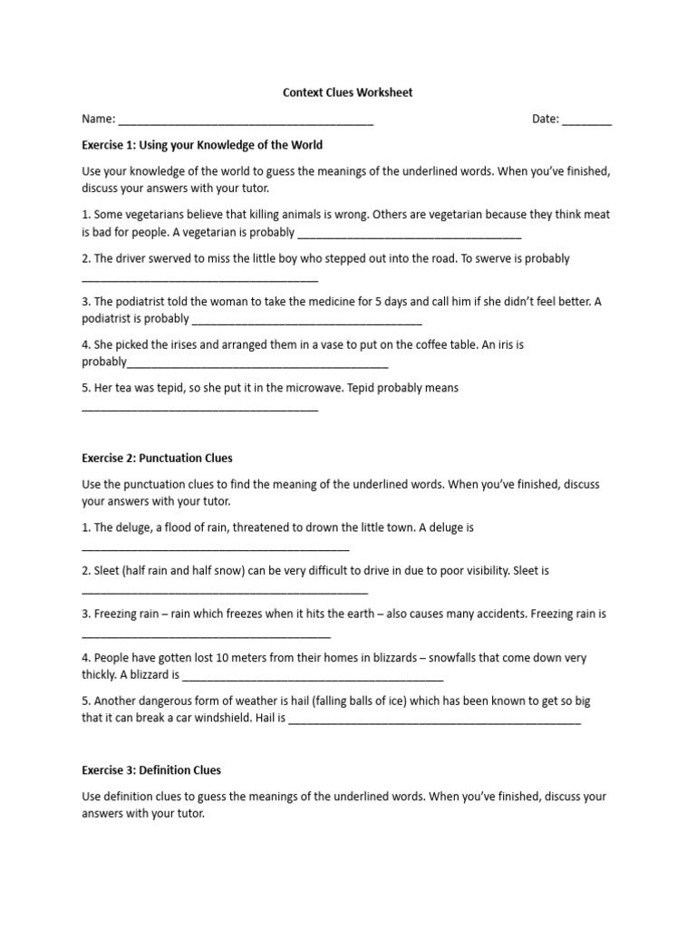 Context Clues Worksheet | PDF | Anne Of Green Gables