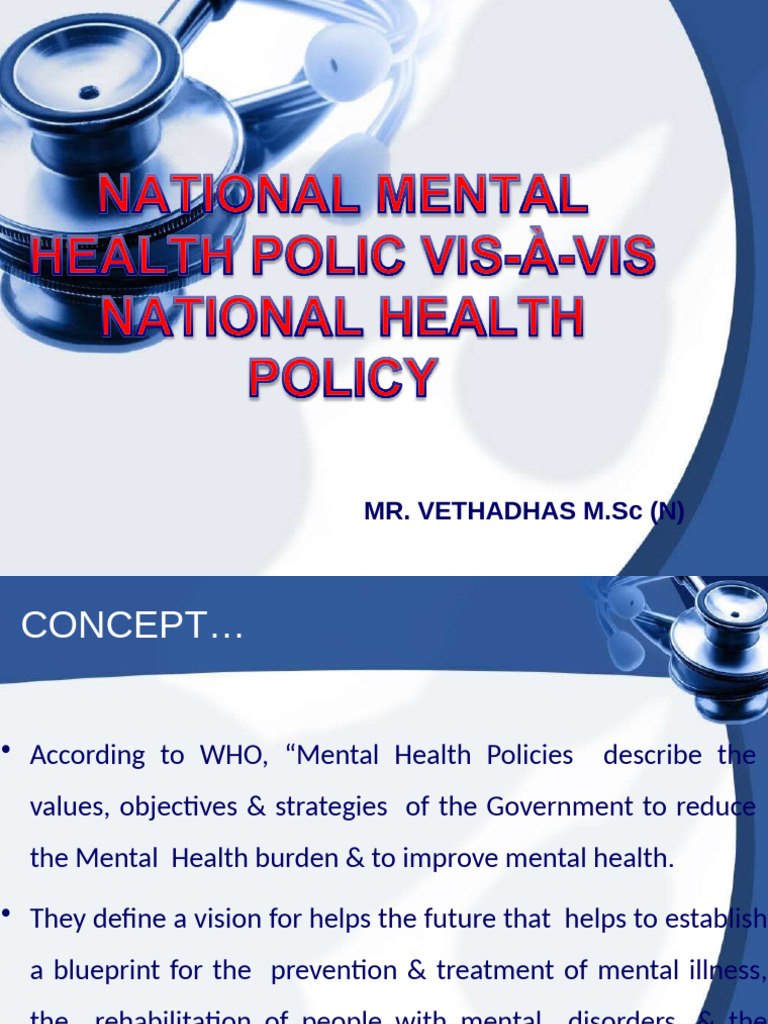 MHN unit 1 Nationalmentalhealthpolicy vis-a-vis | PDF | Mental Health | Psychiatry