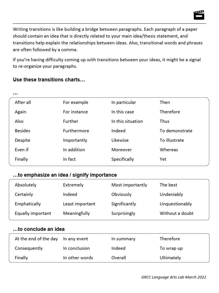 transition charts | PDF | Linguistics