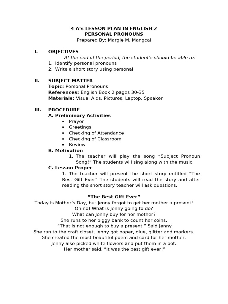 Eeng Lesspn Plan Subject and Predicate | PDF