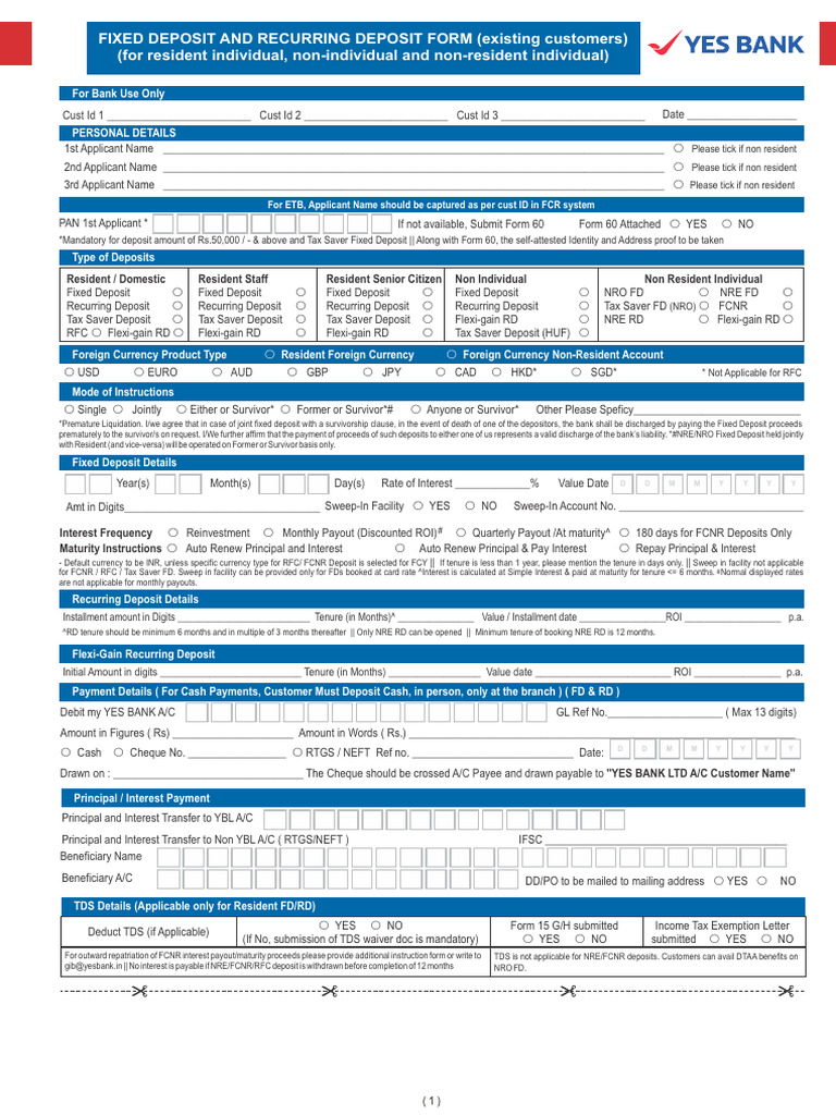 Fixeddepositbookingform (Forexistingcustomers) PDF | PDF | Private ...