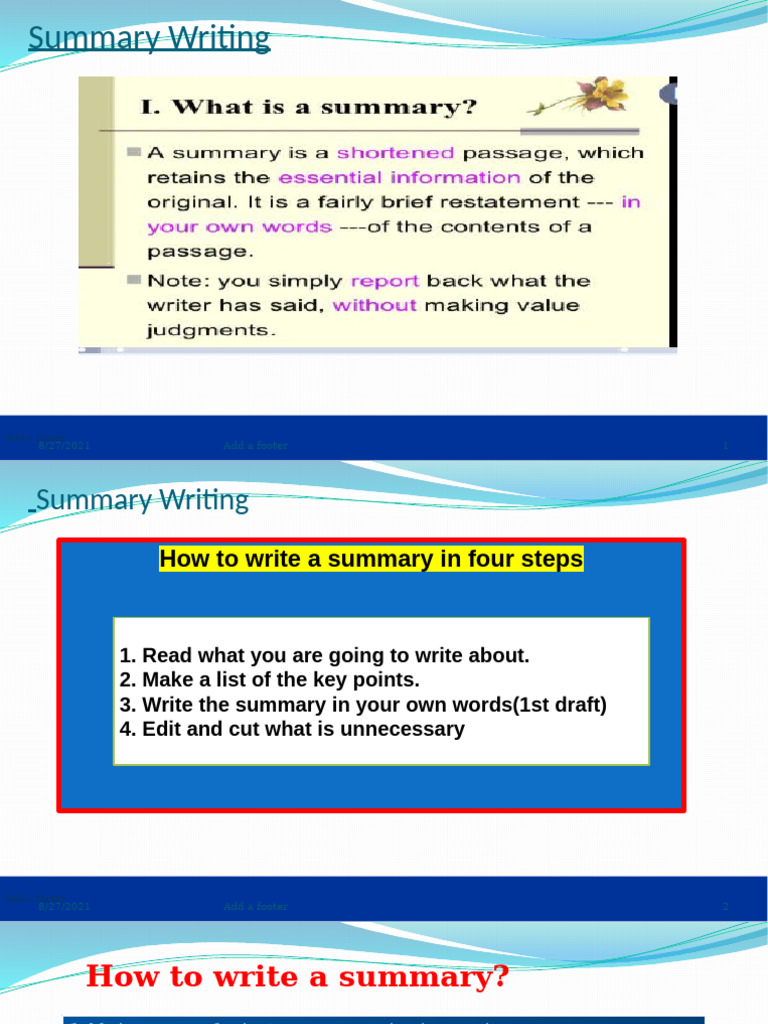 Summary Writing | PDF