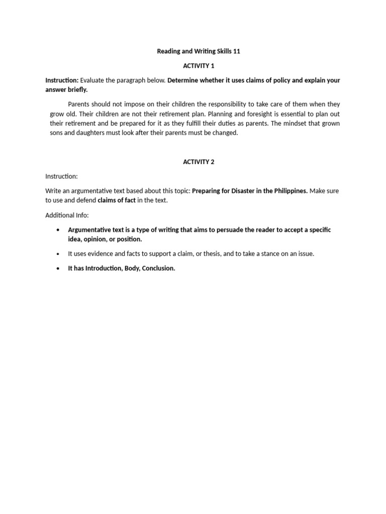 Types-of-Claims-Activities | PDF