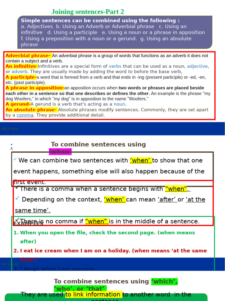 Joining Sentences- PART II | PDF | Adverb | Verb