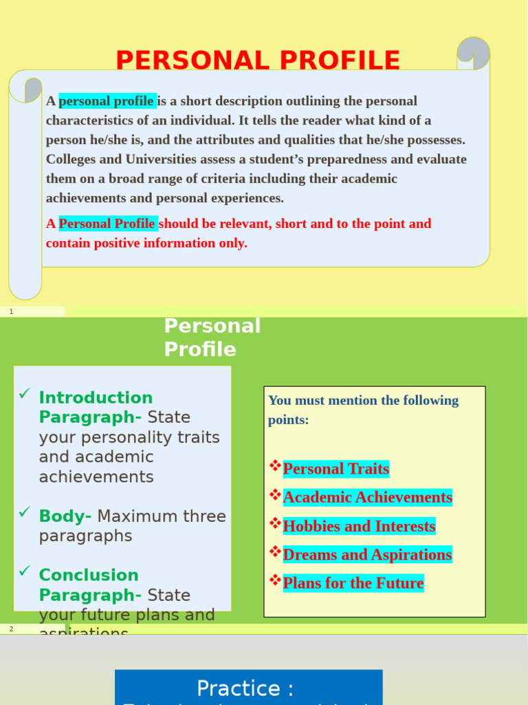 Grade Xi - Personal Profile | PDF