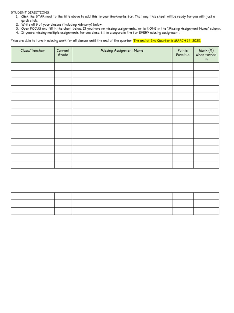 ADVISORY GRADE CHECK - MISSING ASSIGNMENTS REPORT | PDF