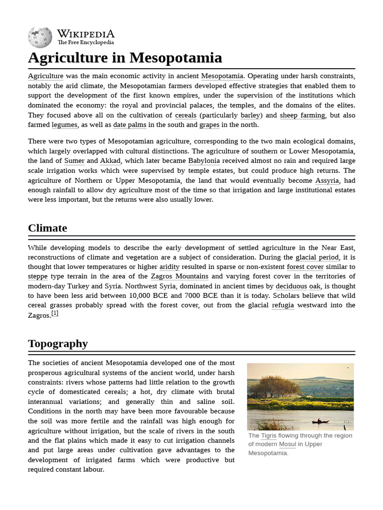 Agriculture_in_Mesopotamia | PDF | Mesopotamia | Agriculture