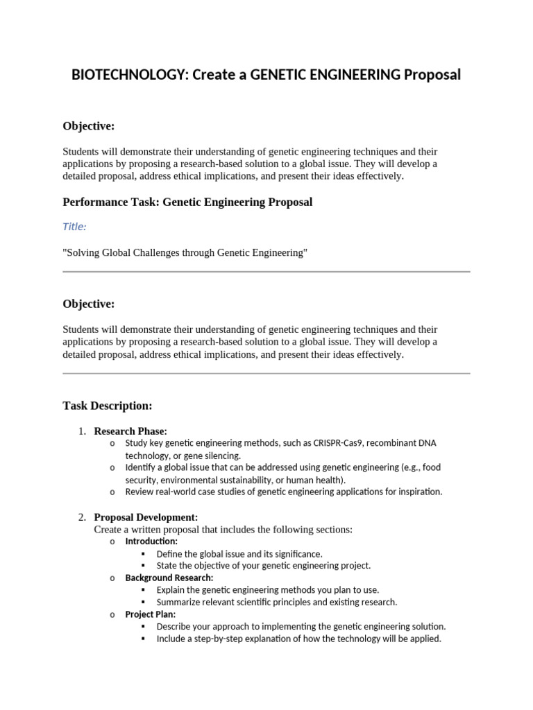 Performance Task 1 2 | PDF | Genetic Engineering | Engineering