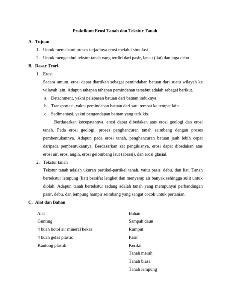 Praktikum Erosi Tanah dan Tekstur Tanah | PDF