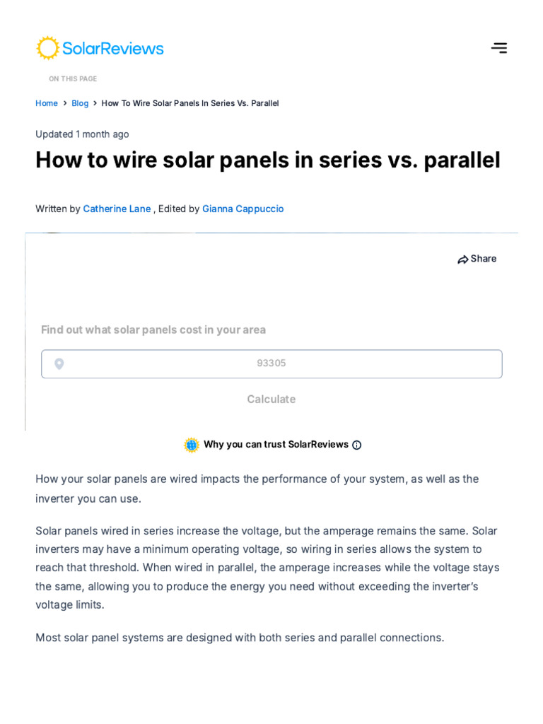 How To Wire Solar Panels In Series Vs. Parallel (1) | PDF ...