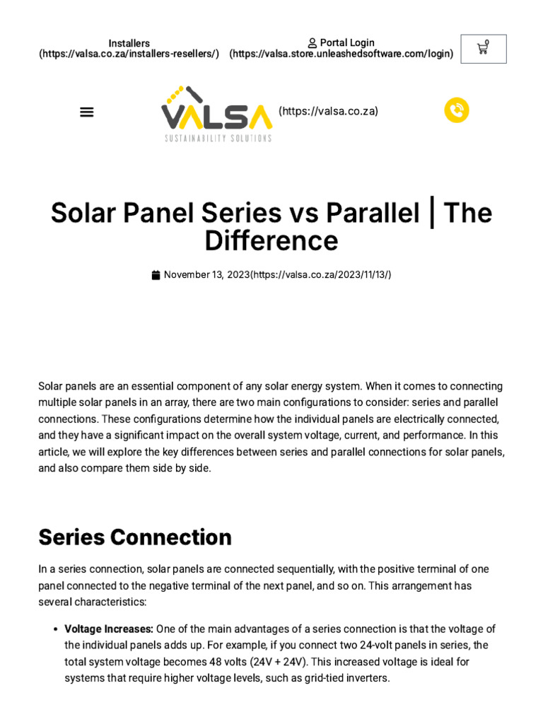 Series Vs Parallel Solar Connections Explained Pdf Photovoltaic