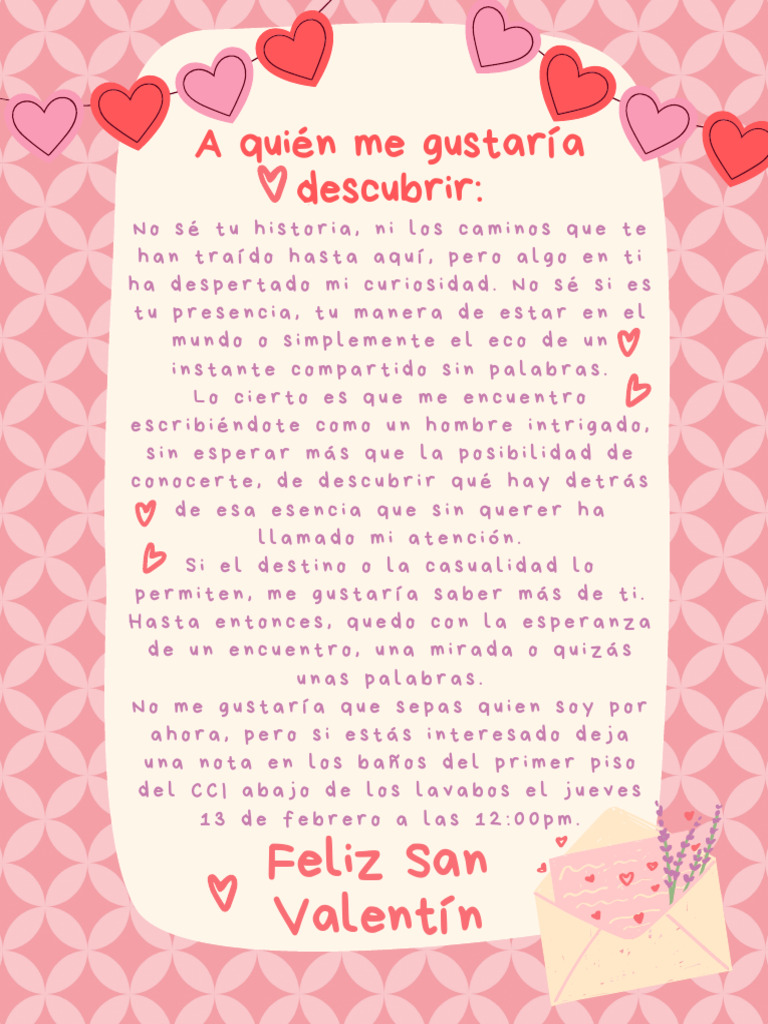 Carta de amor San Valentín ilustrado rosa.pdf | PDF