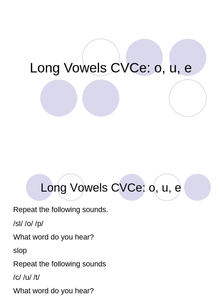 Long Vowel CVCe Sounds: o, u, e | PDF
