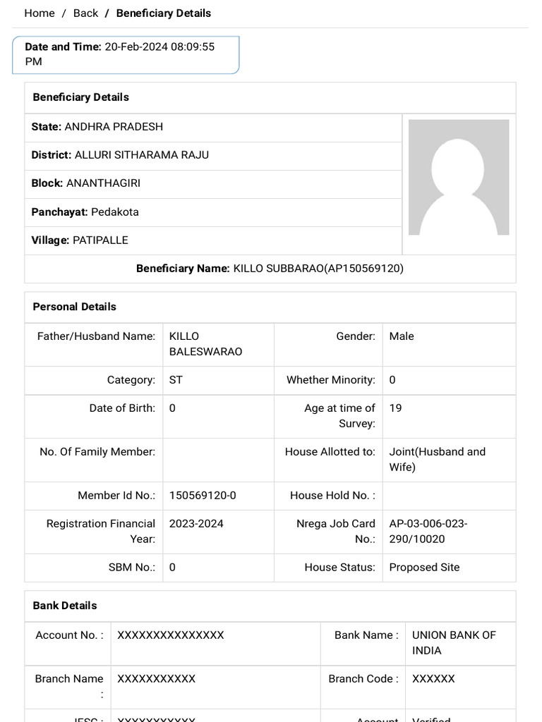 Killo Subbarao House Sanction Details | PDF