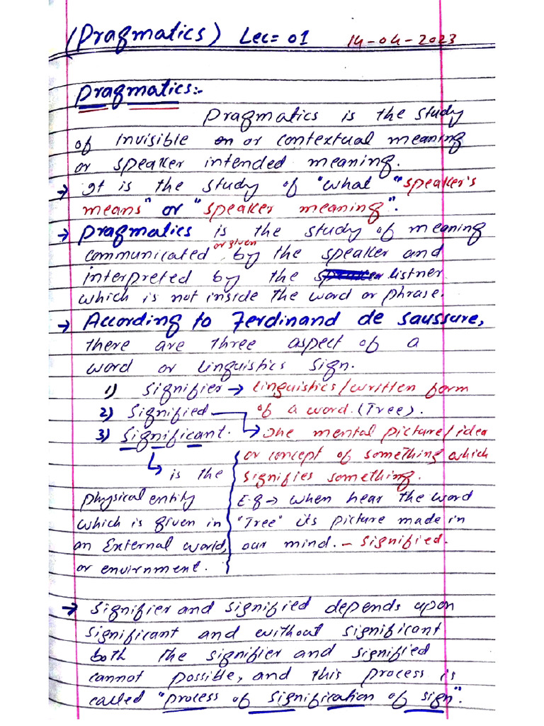 Pragmatics Firstly, 4 Lectures | PDF