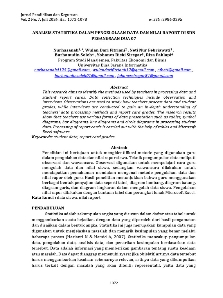 Analisis Data Nilai Siswa SDN 07 | PDF