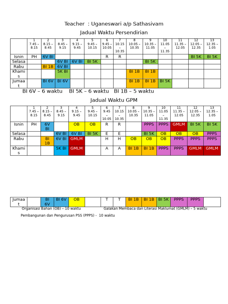 Jadual Waktu 2025 | PDF
