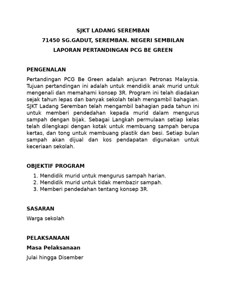 Laporan PCG Be Green 2024 | PDF