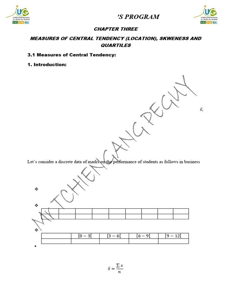 Isa Statistics Chapter 3 | PDF | Mode (Statistics) | Skewness