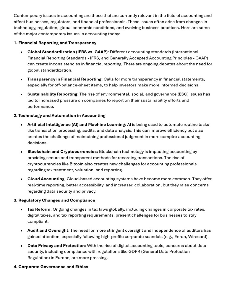 Contemporary Accounting Challenges | PDF | Accounting | Audit