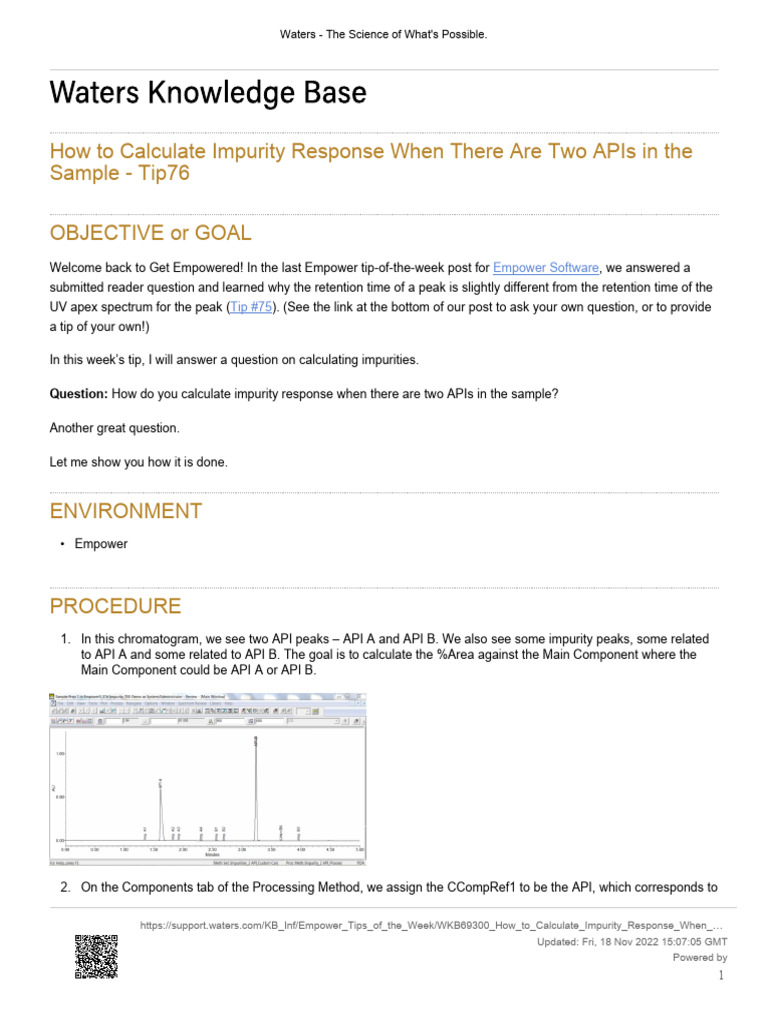 How To Calculate Impurity Response When There Are Two APIs in The ...