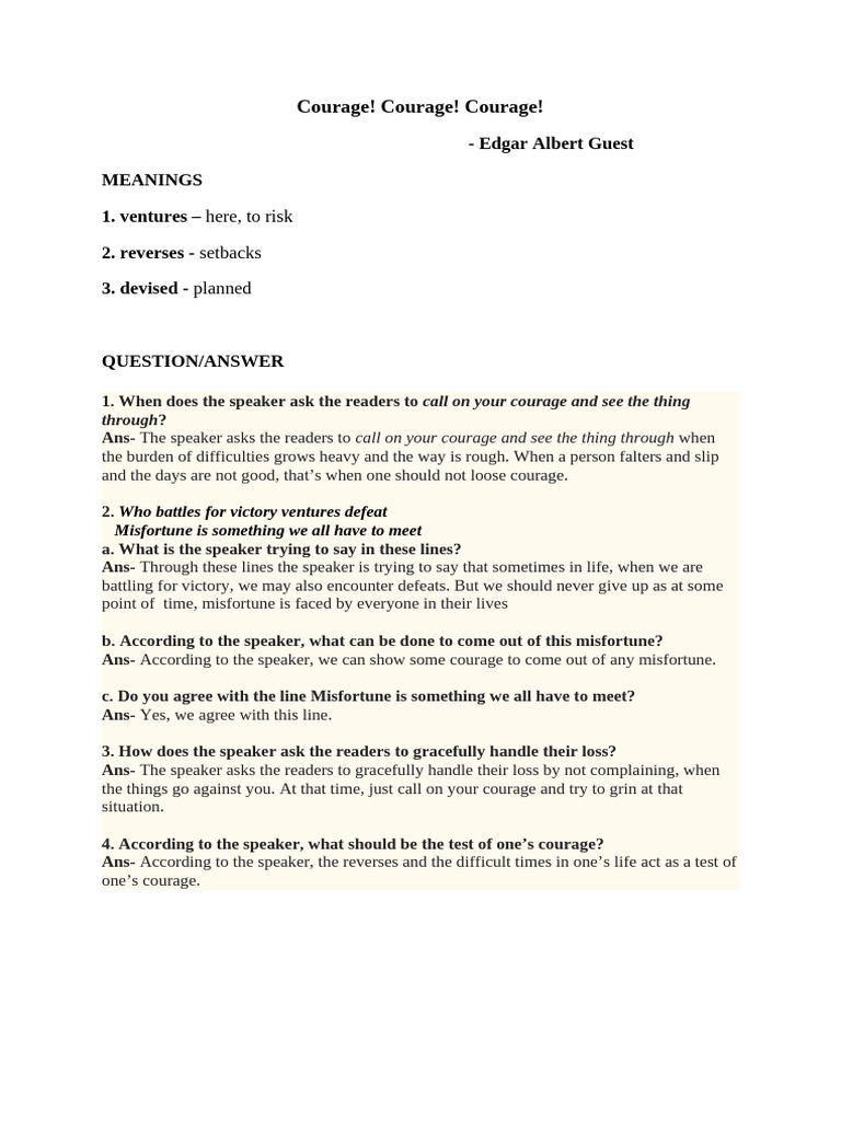 Courage Courage Courage | PDF