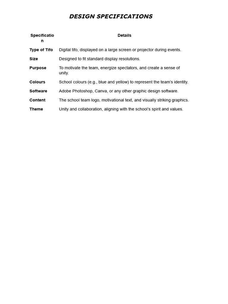 Digital Tifo Design Specifications | PDF