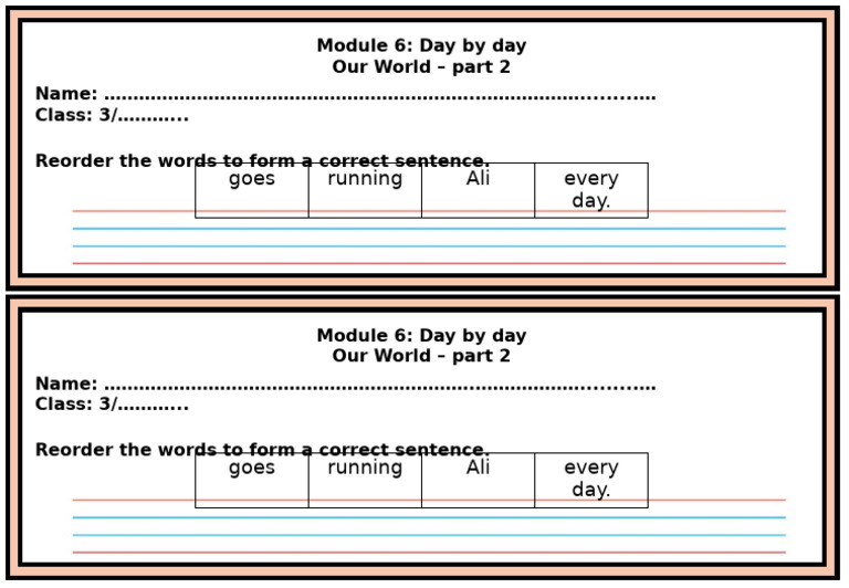 Sentence Reordering Exercise for Kids | PDF