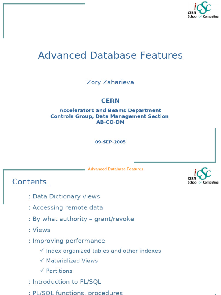 CSC Advanced DB Features1 | PDF | Pl/Sql | Database Index
