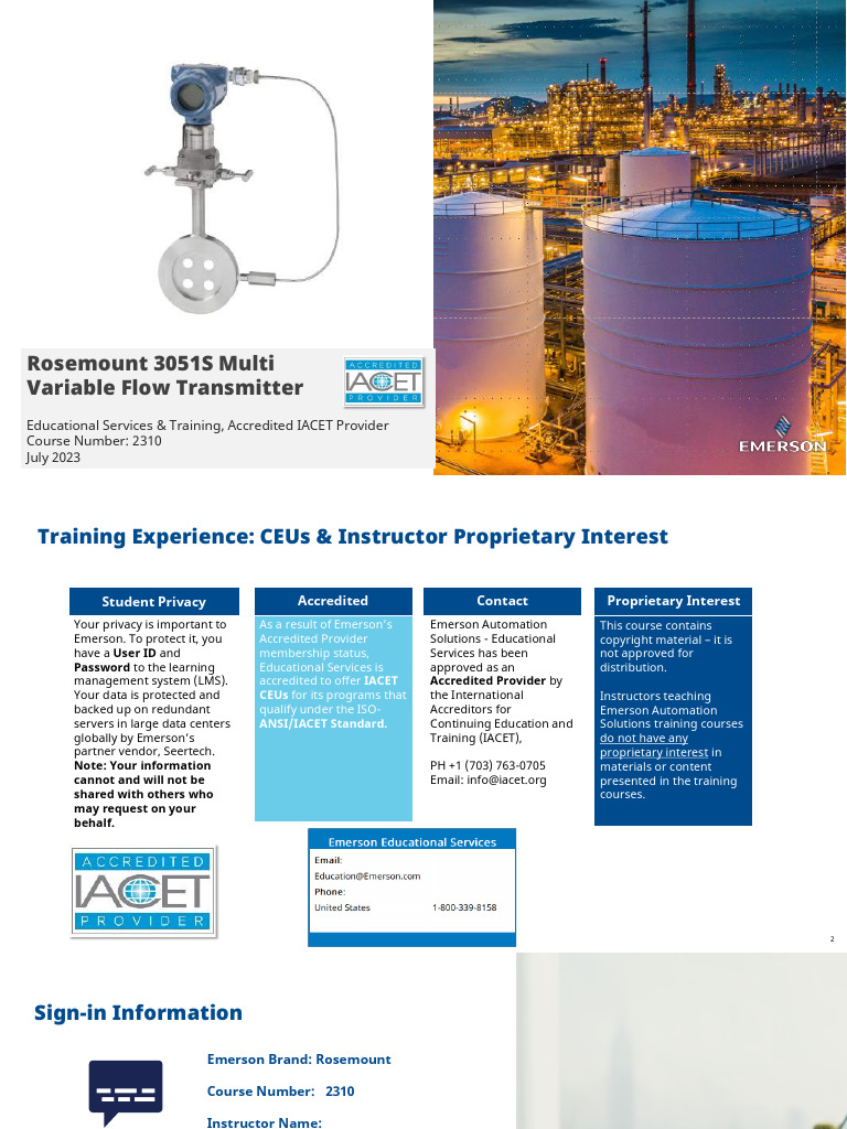 3051SMV Course 2310 Ws | PDF | Fluid Dynamics | Flow Measurement