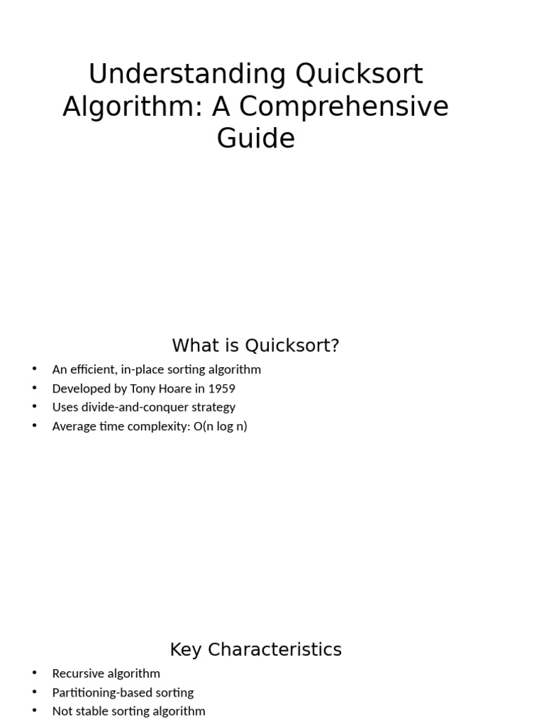 Understanding Quicksort Algorithm a Comprehensive Guide | PDF ... Understanding Quicksort Algorithm a Comprehensive Guide | PDF ...